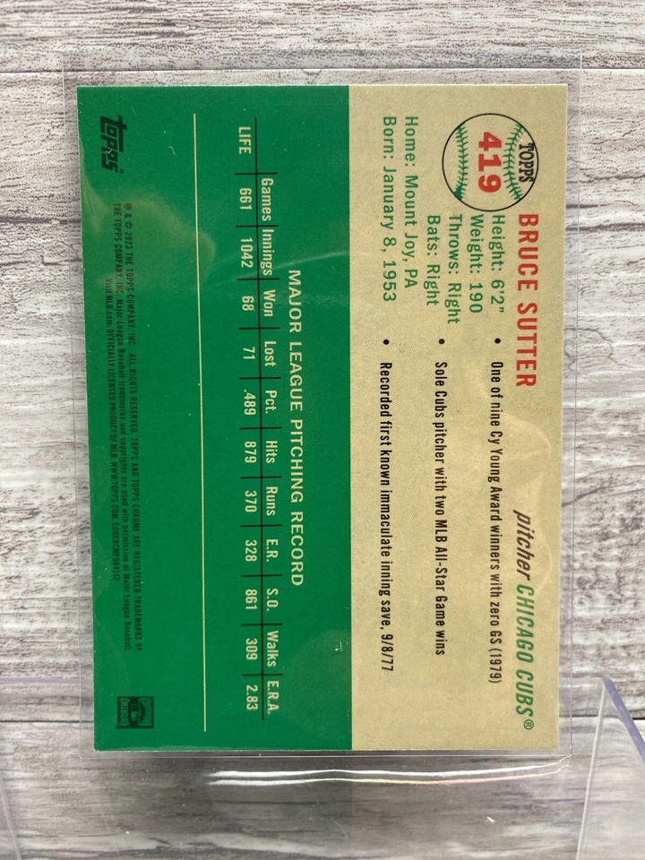 2023 Topps Chrome Platinum Blue Prism Bruce Sutter #419 Color Match | eBay