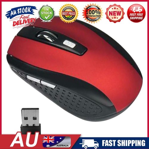 2.4GHz Wireless Optical Mouse 6 Buttons USB Receiver 2000 DPI Mice (Red ...