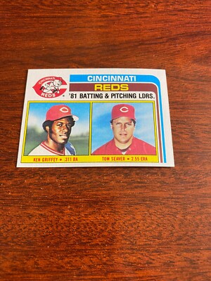 1982 Topps #756 Reds Batting & Pitching Leaders Ken Griffey/Tom Seaver ...