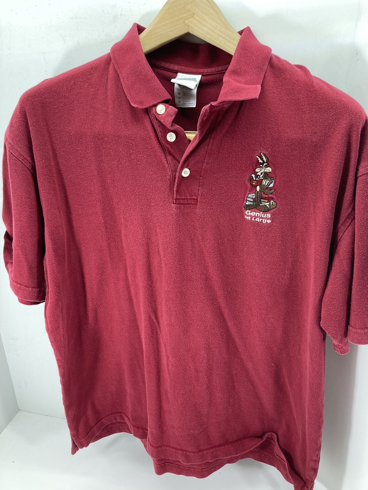 Wile E Coyote Warner Bros Polo Shirt Men Sz Medium Re… - Gem