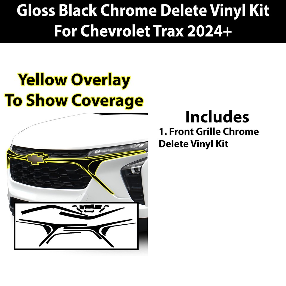 Fits Chevrolet Trax 2024-2026 Grille Chrome Delete Decal Blackout Vinyl ...