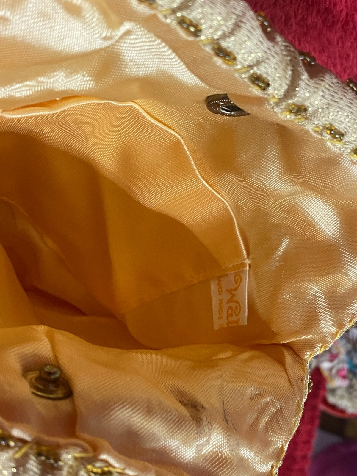 Vtg Hand Beaded Purse Gold Tone with Thin Gold Ring Handles By Walborg ...