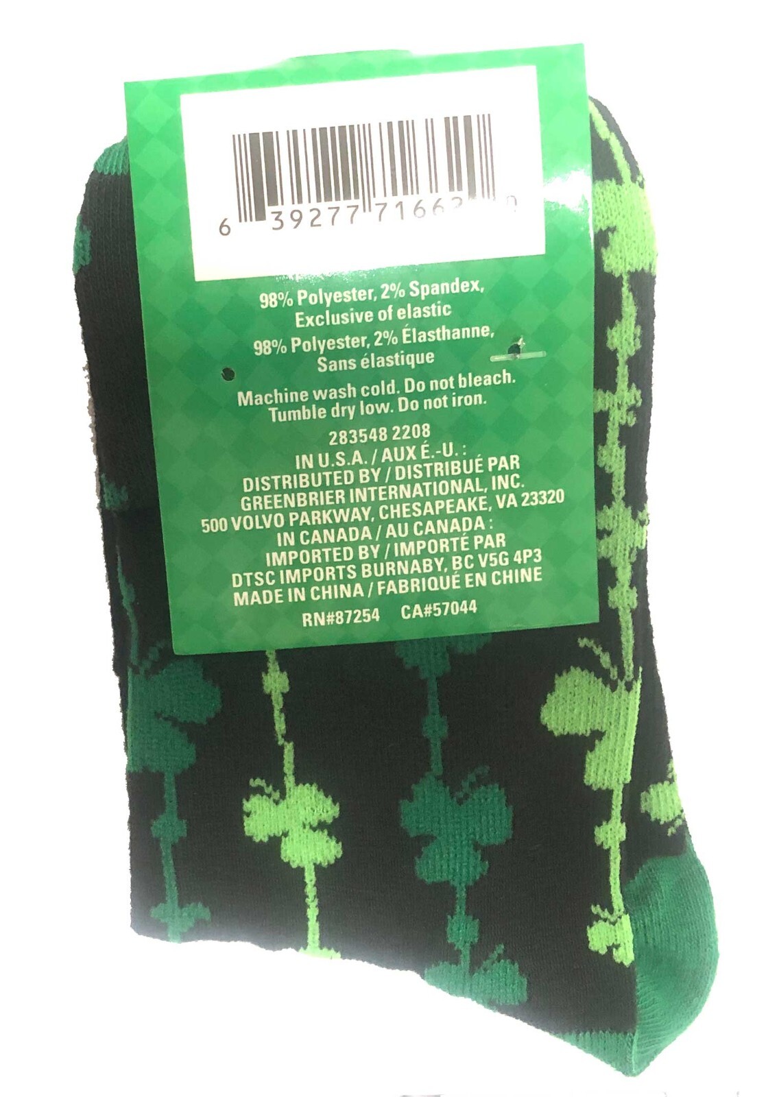Black Green SHAMROCK SOCKS St Patrick/Patty/Paddy Novelty Irish Clover ...