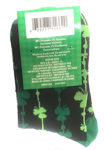 Black Green SHAMROCK SOCKS St Patrick/Patty/Paddy Novelty Irish Clover ...