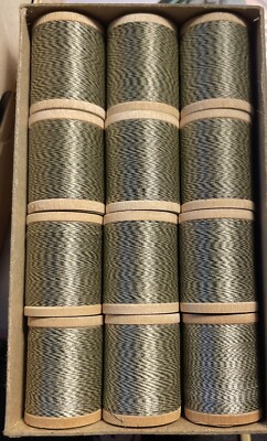 VINTAGE NOS RICE'S SIZE A ROD WINDING NYLON THREAD FLY TYING 12 SPOOLS ...