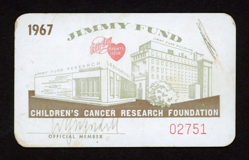 1967 Jimmy Fund - Ted Williams / Boston Red Sox Membership Card #02751 ...