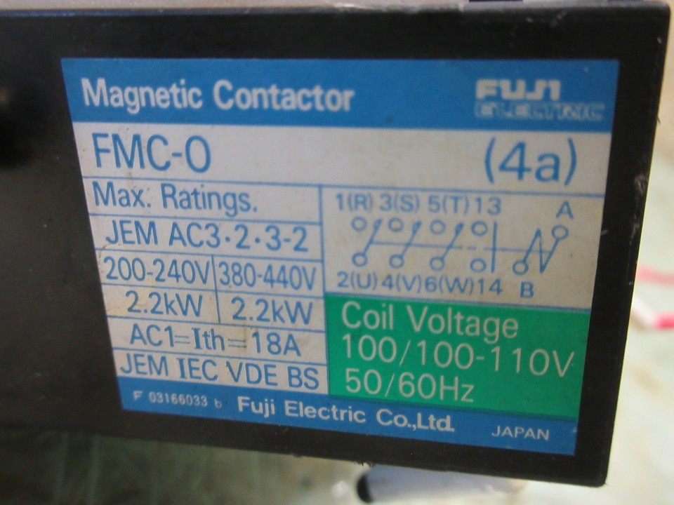 FUJI MAGNETIC CONTACTOR FMC-0 (4A) F 03166033 B CNC FMC-O 100V 110V | eBay