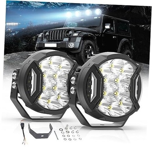 5 Inch LED Light Pods, Round 5 Inch White 180° Side Shooter White Spot ...