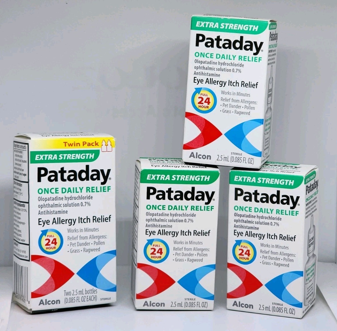 LOT of 5 Pataday Extra Strength Allergy Relief Eye Drops 2.5 mL Bottles ...