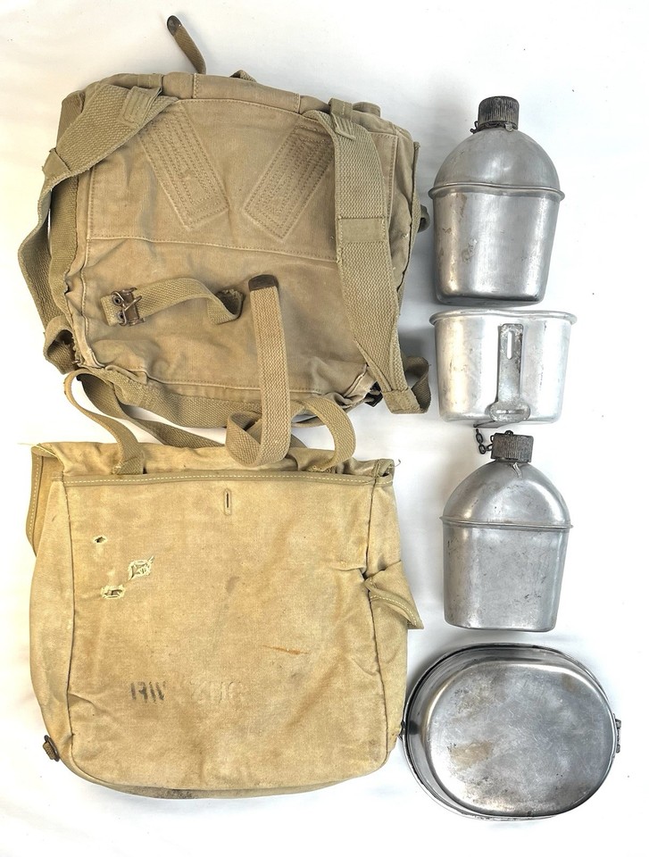 WWII US Army USMC Field Gear: USMC Upper Haversack, Musette, Canteens ...