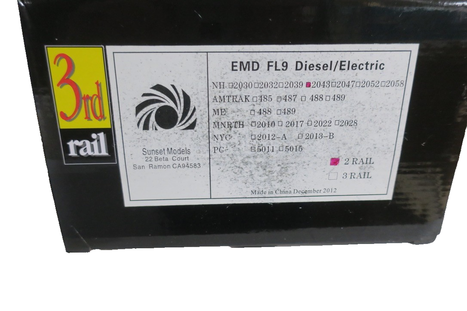 Sunset 3rd Rail- O Scale- New Haven EMD FL9 Diesel Unit- 2 Rail # 2043 ...