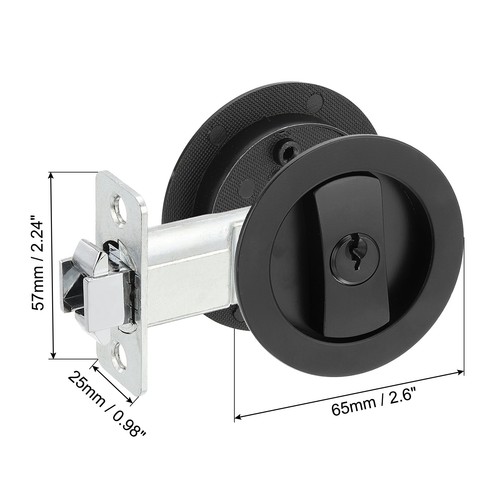 Round Pocket Door Lock Keyless Invisible Recessed Handle Latch Matte ...