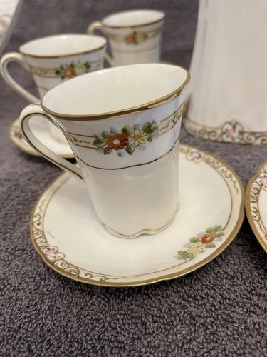 Antique Nippon Hand Painted Chocolate Tea Set Includes Teapot W/6 Cups ...