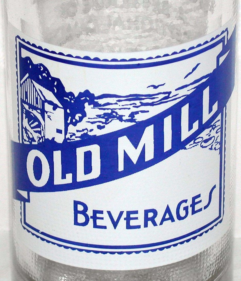 Vintage soda pop bottle OLD MILL with mill scene 1963 Brookville ...