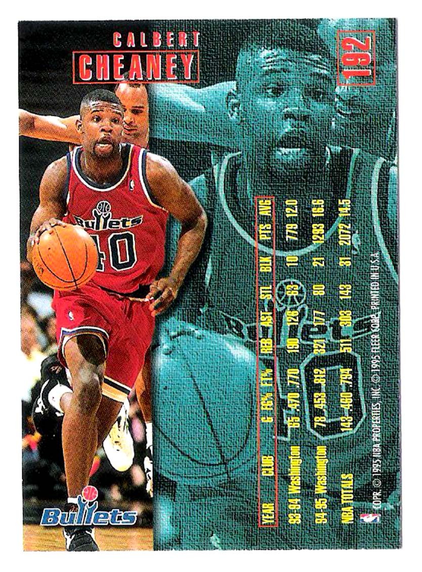 Calbert Cheaney 1995 Fleer Washington Bullets NBA Insert Basketball ...