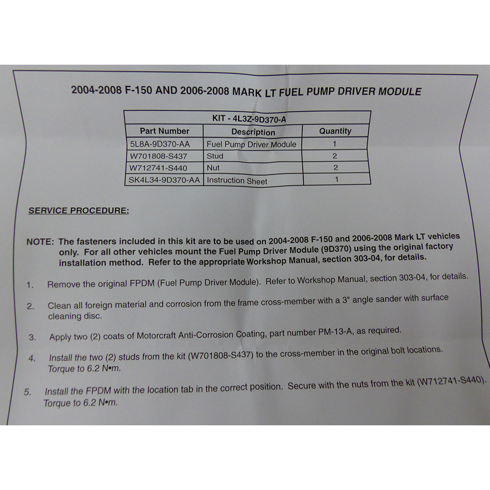 2004-2008 Ford F-150 Fuel Pump Driver Control Module Unit OEM NEW 4L3Z ...