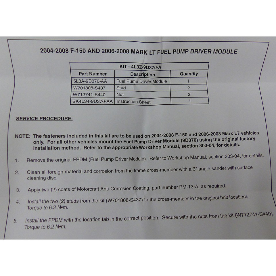 2004-2008 Ford F-150 Fuel Pump Driver Control Module Unit OEM NEW 4L3Z ...