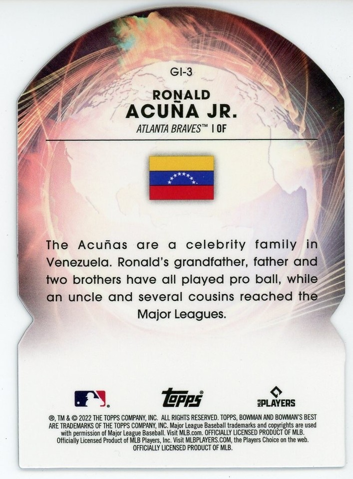 Ronald Acuna Jr. 2022 Bowman's Best Global Impact Die-Cut Atomic ...