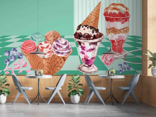 3D Ice Cream Cold Drink Shop Wall Murals Wallpaper Murals Wall Sticker ...
