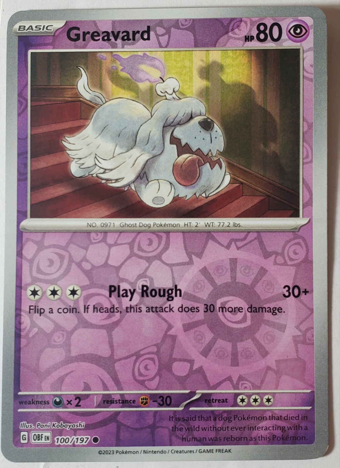 REVERSE HOLO Greavard 100/197 NM - Obsidian Flames Scarlet Violet ...