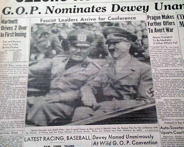 MUNICH AGREEMENT Adolph Hitler & Neville Chamberlain NAZIS Agree 1938 ...