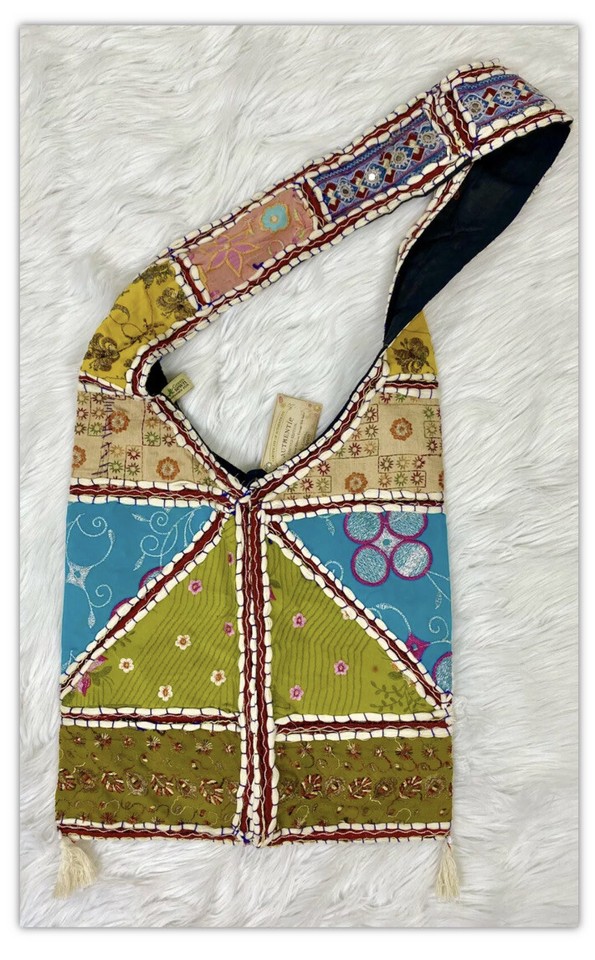 Genuine Vintage Silk Patchwork Embroidered Mirrored Hippie Gypsy Hobo ...
