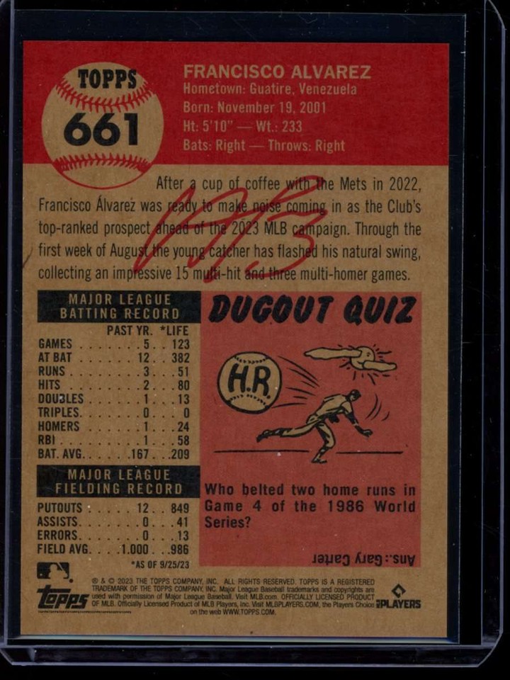 2023 Topps Living Set #661 Francisco Alvarez RC Card (Qty) | eBay