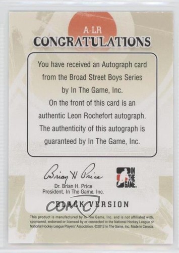 2011-12 In the Game Broad Street Boys Series - Autograph Leon Rochefort ...