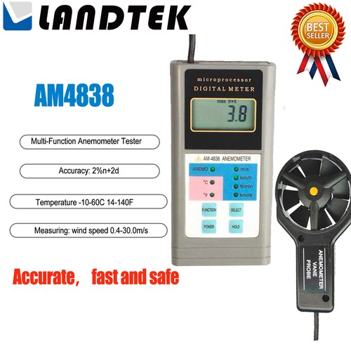 1PC LANDTEK AM4838 Multi-Function Anemometer Tester Air Weather Meter ...