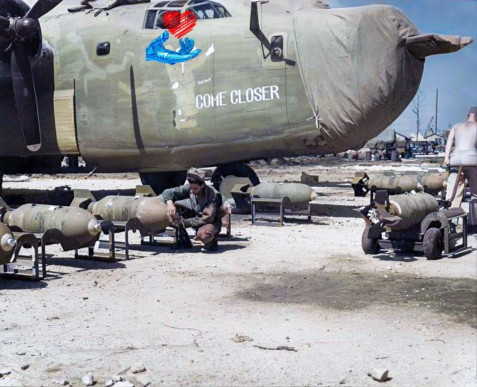 WWII Color Photo USAAF 44-42151 B-24M Liberator 7AF 11BG431BS Bolivar ...