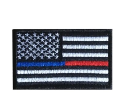 B&W American Flag Patch Blue & Red Line Sew-On USA Patriotic Free ...