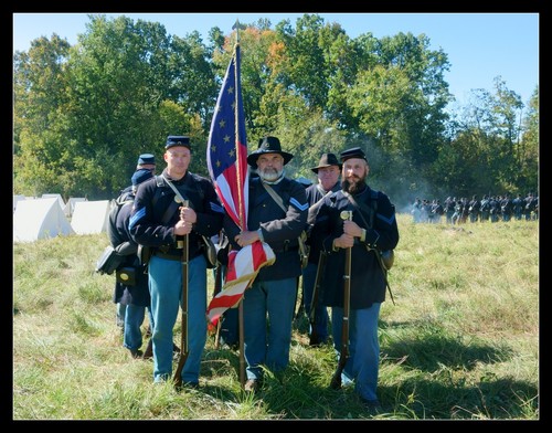 Union Color Guard w/ National Flag, Civil War Reenactment, Perryville ...