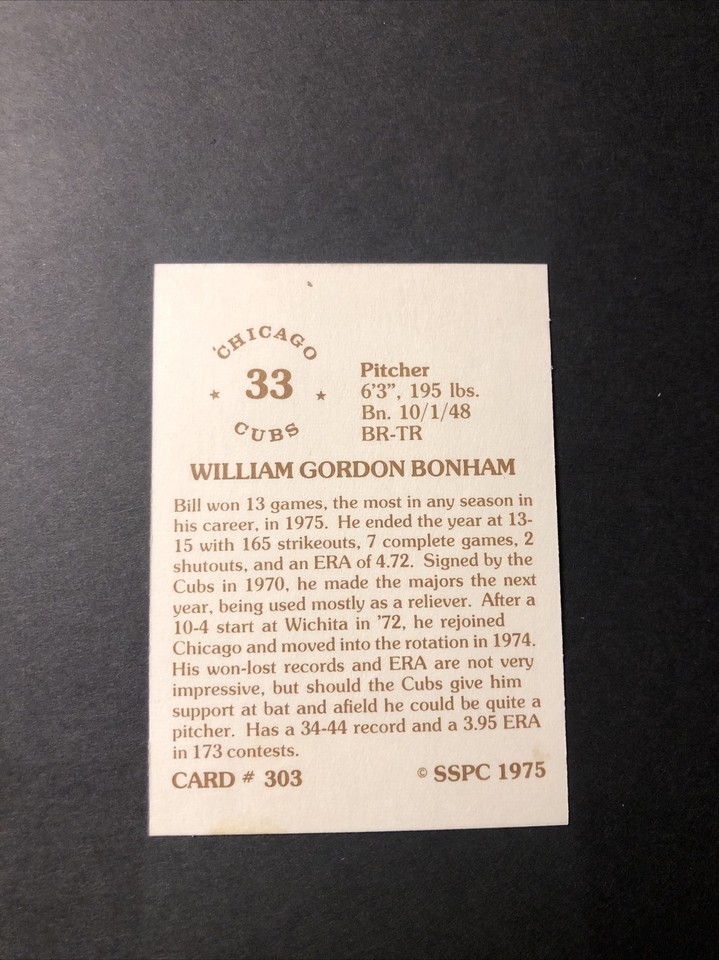 1975 SSPC #303 William Bonham Nm-Mt/PWE | eBay