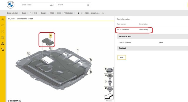 BMW Service Cover for Access for Engine Underscreen 51757414881 for ...