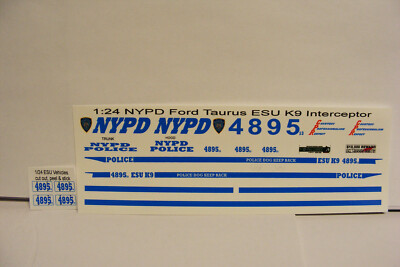 NYPD ESU K-9 1/24 Water Slide Decals Fits Motormax 4- Door Sedan | eBay