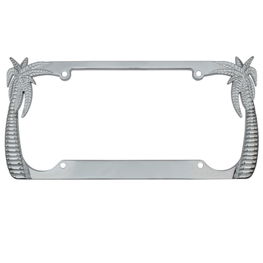 2PCS Stainless Steel Chrome Tropical Palm Tree License Plate Holder ...