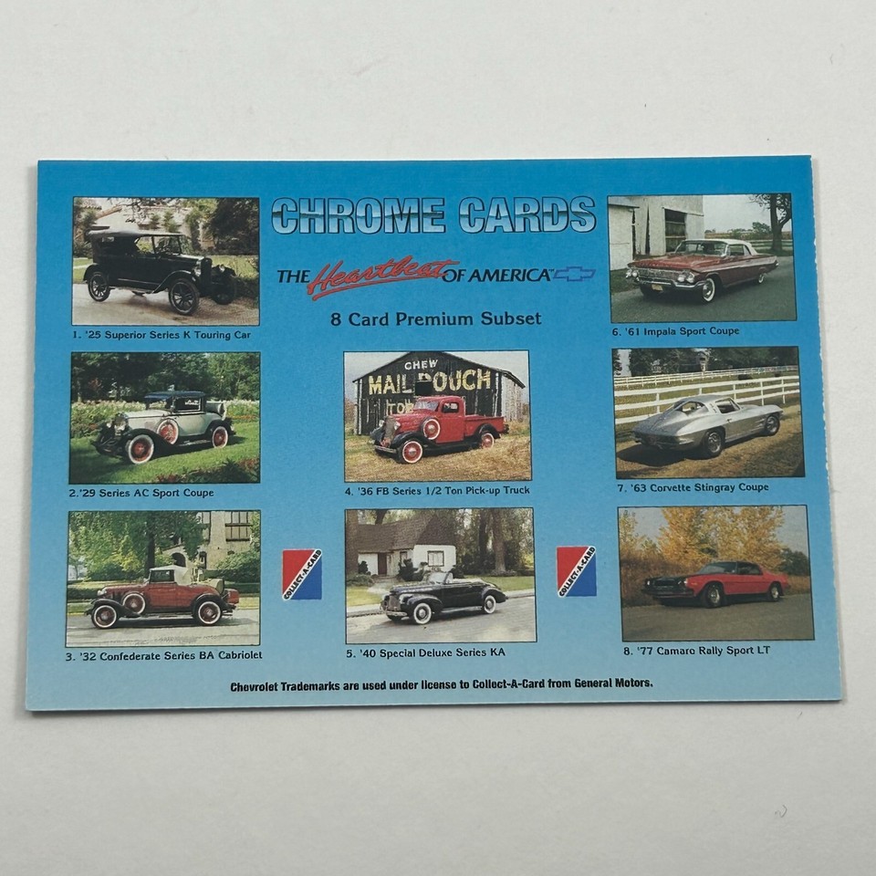 Chevy Set Trading Card 1955 Bel Air Convertible Chrome Cards 1992 ...