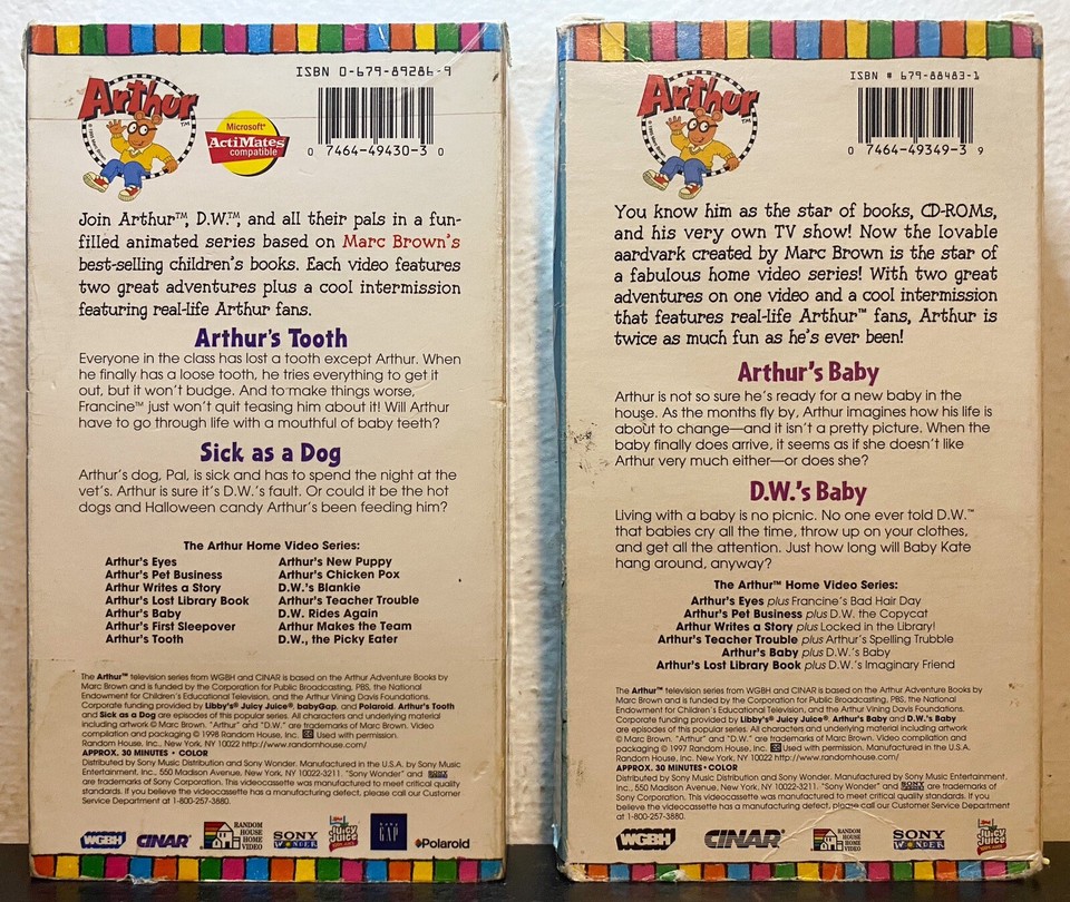 2x Arthur VHS Tape Lot (Arthur’s Tooth & Arthur’s Baby) 74644943030| eBay