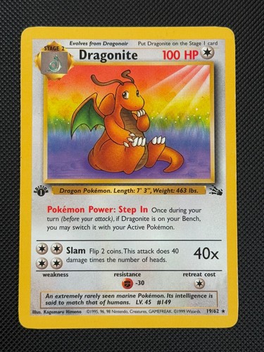 Dragonite 19/62 1ST EDITION Pokémon Card WOTC Fossil Rare | eBay