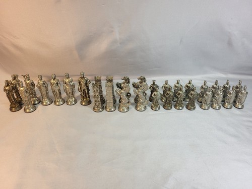 Vintage 1960's Vikings/Romans Pewter Metal 32 pc. Chess Set CAST | eBay