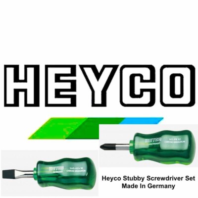 Heyco 2 PC Set Phillips & Slotted Stubby Screwdriver W/Acetate Handles ...