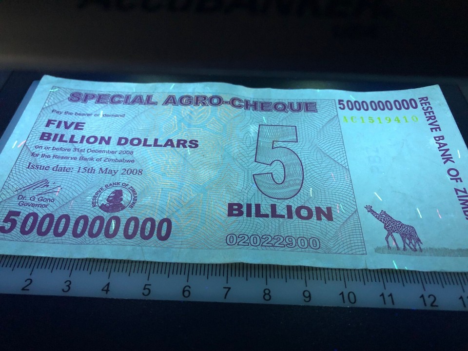 100x Zimbabwe 5 Billion Dollar Special Agro Cheque Bill Banknote - 500 ...