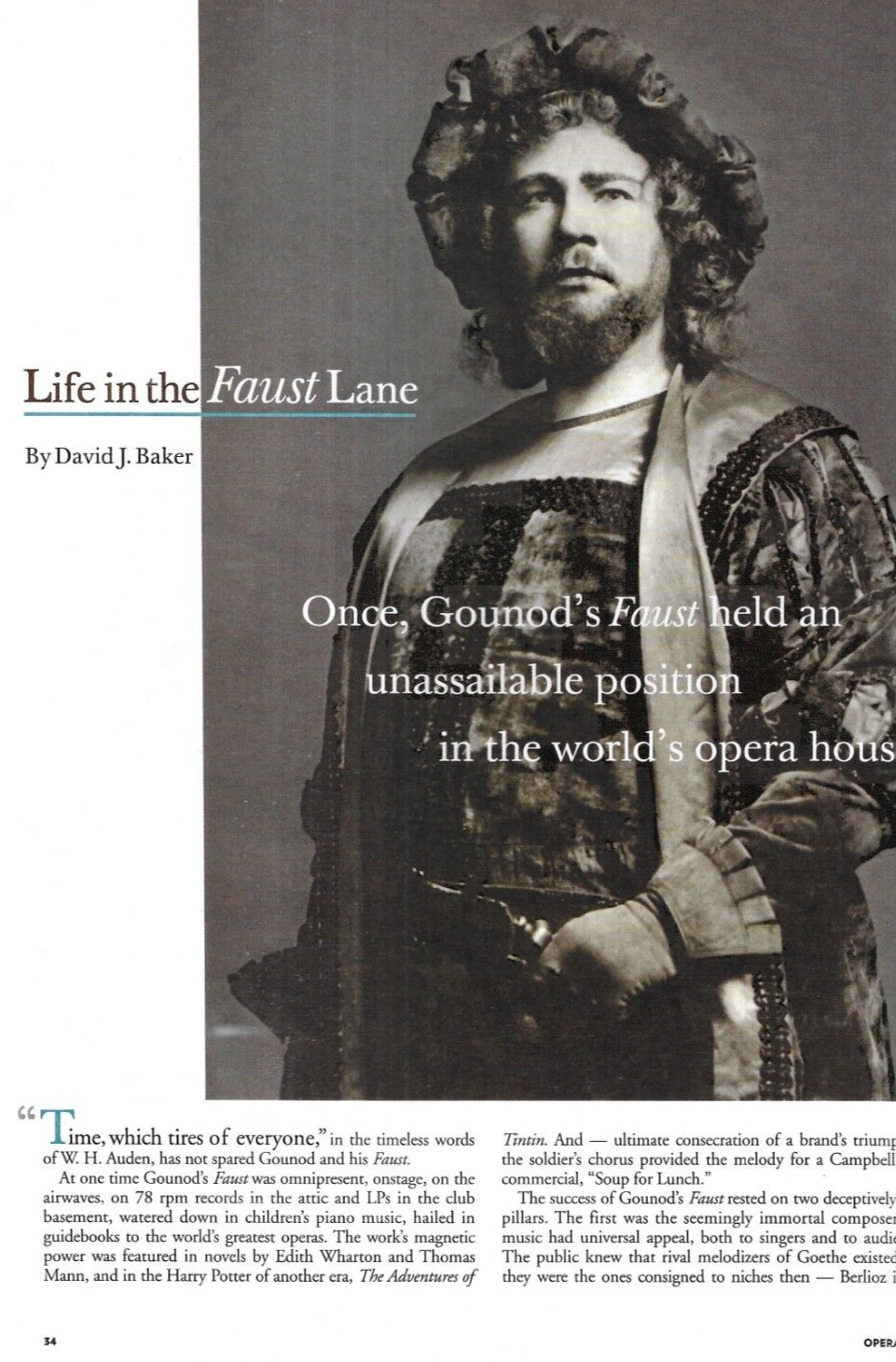 Opera News Magazine Jonas Kaufmann Tenor Gary Lehman Des McAnuff Silent ...