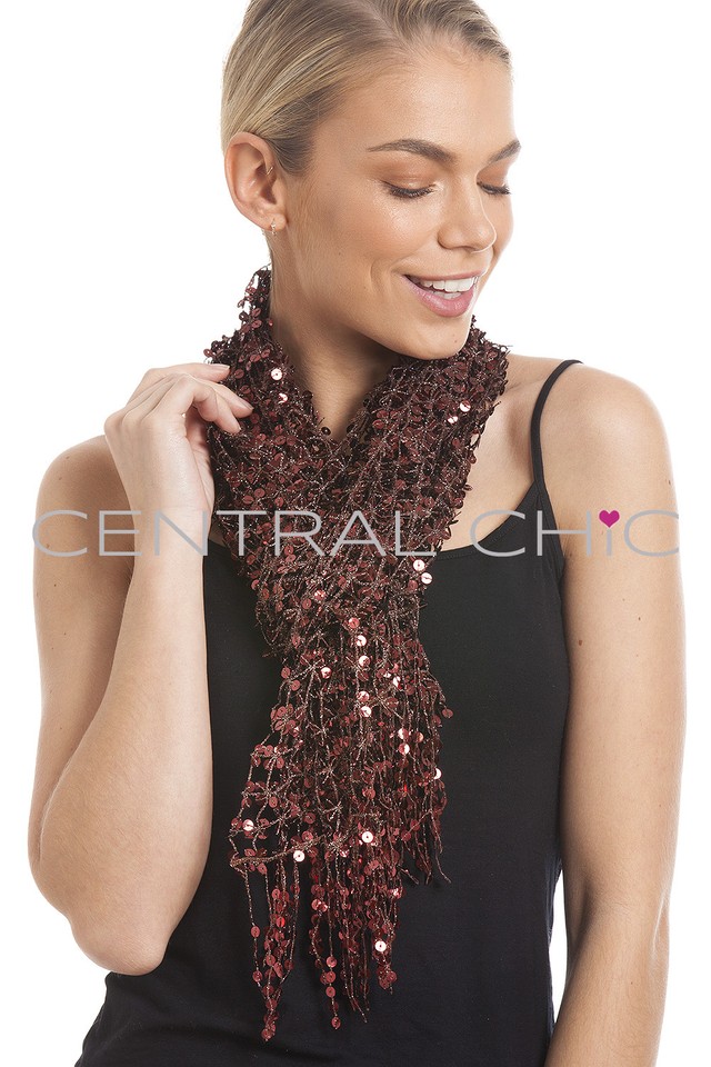 Central Chic Sparkly Sequin Scarf Christmas Party Shawl Wrap Stole UK ...