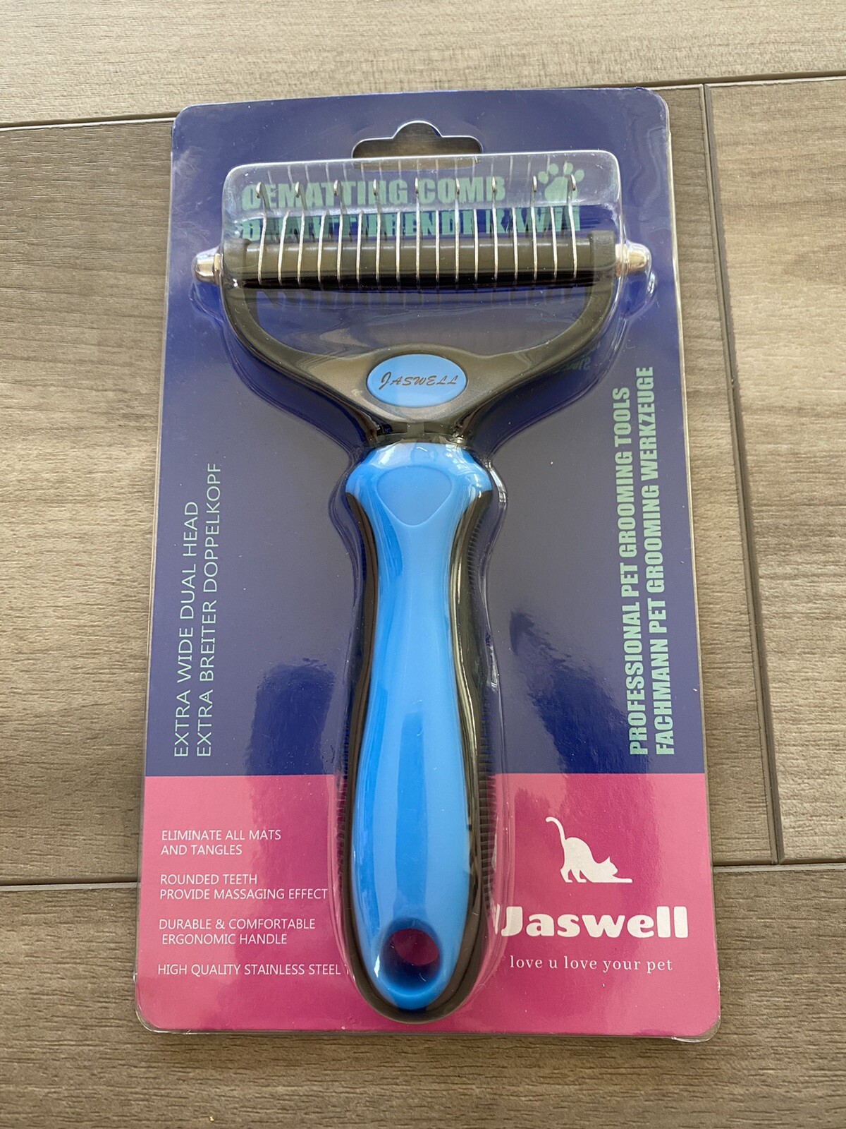 JASWELL Pet Grooming Tool- 2 Sided Undercoat Rake for Dogs &Cats ...