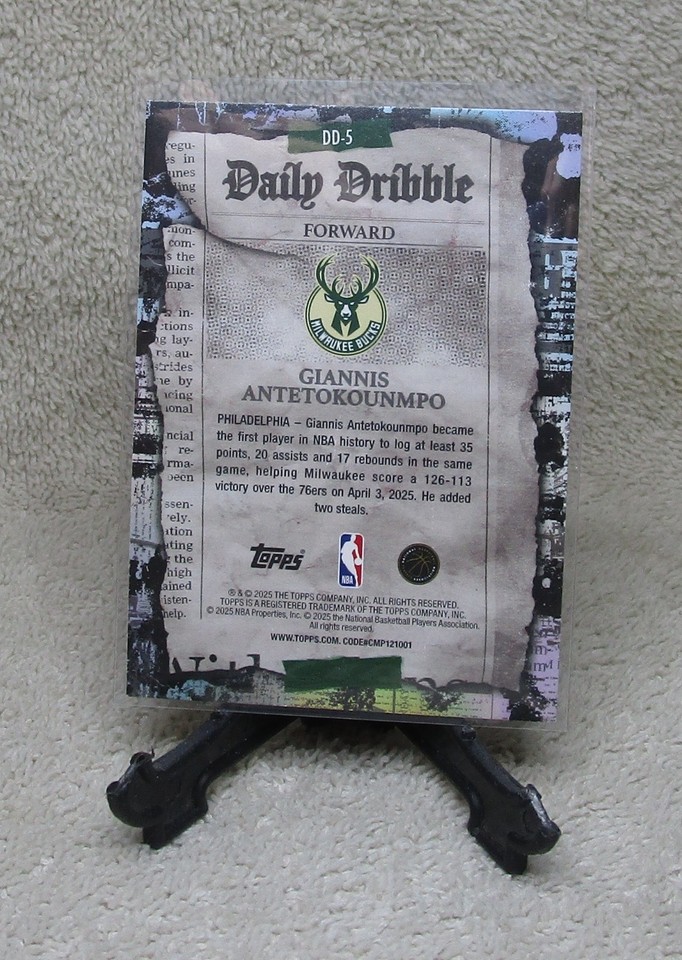 GIANNIS ANTETOKOUNMPO 2025-26 Topps NBA DAILY DRIBBLE Rare FOIL Insert ...