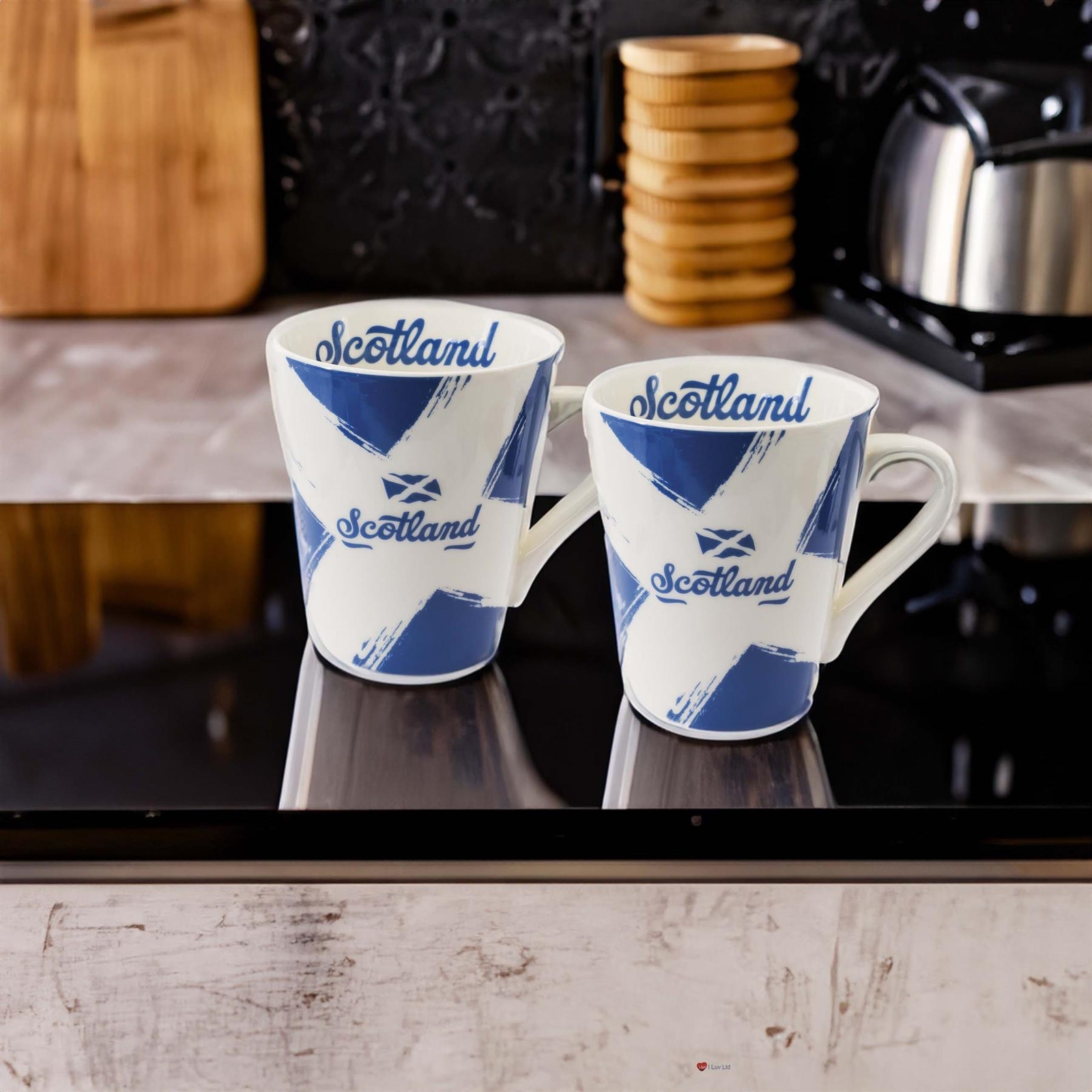 Set of 2 Scotland Ceramic Mugs Saltire Grunge with Scotland Wording ...