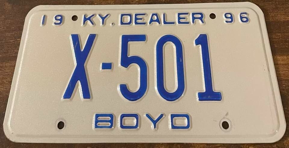 1996 Kentucky Dealer License Plate X 501 Boyd County | eBay