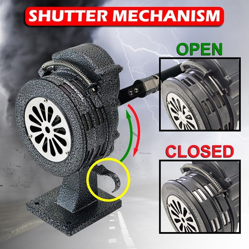 BASE MOUNT LOUD HAND CRANK MANUAL OPERATED AIR RAID ALARM METAL ...