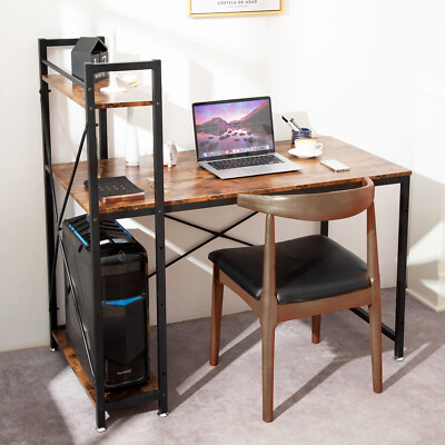 4 Tier PC Table Study Computer Desk Unit Home Office Workstation Corner ...
